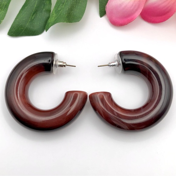 Vintage | Jewelry | Vintage Huge Chunky Fat Thick Brown Swirl Lucite ...